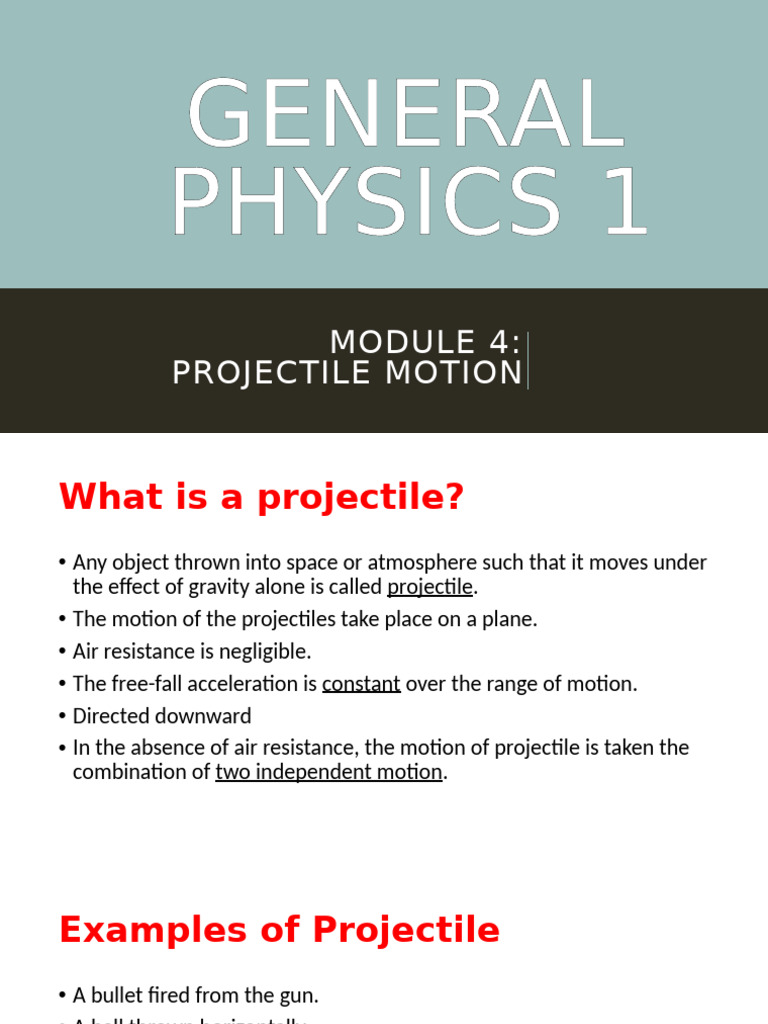 Module 4 Projectile Motion | PDF | Projectiles | Acceleration