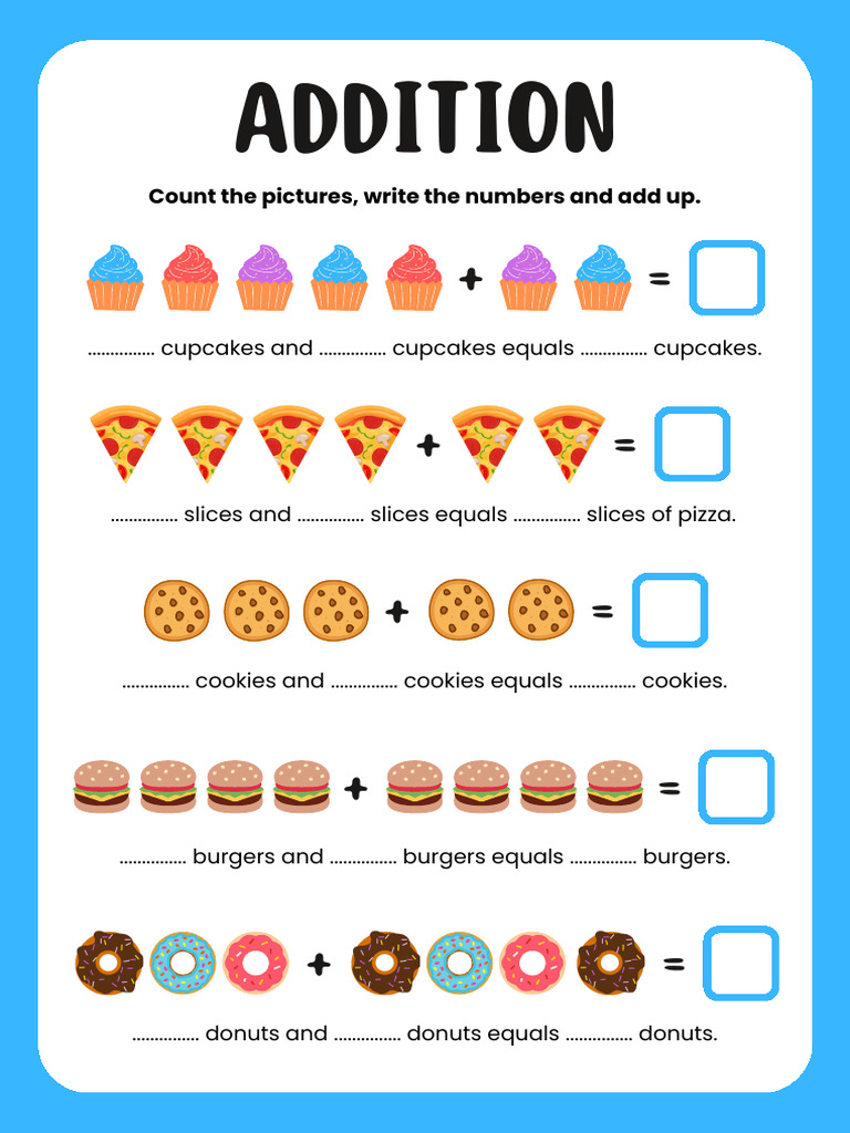 Math Addition with Food Items | PDF