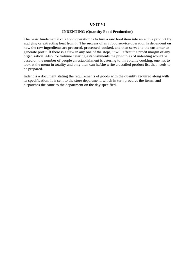 Sem Iii Unit Vi | PDF | Menu | Foods