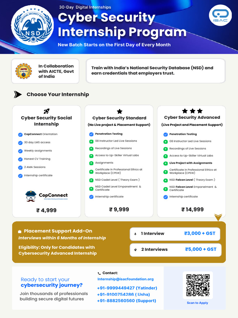 Cyber Security Internship Programs Available | PDF | Qualifications ...