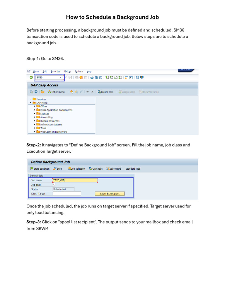 Schedule Background Jobs in SAP SM36 | PDF | Button (Computing ...