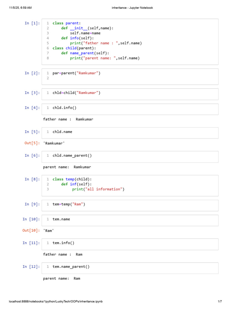 Inheritance - Jupyter Notebook | PDF | Object (Computer Science) | Object Oriented Programming