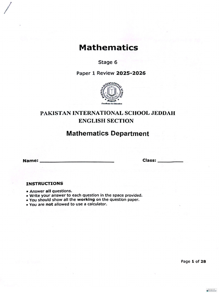 Y6 Maths P1 Mid Term Review 25-26 | PDF