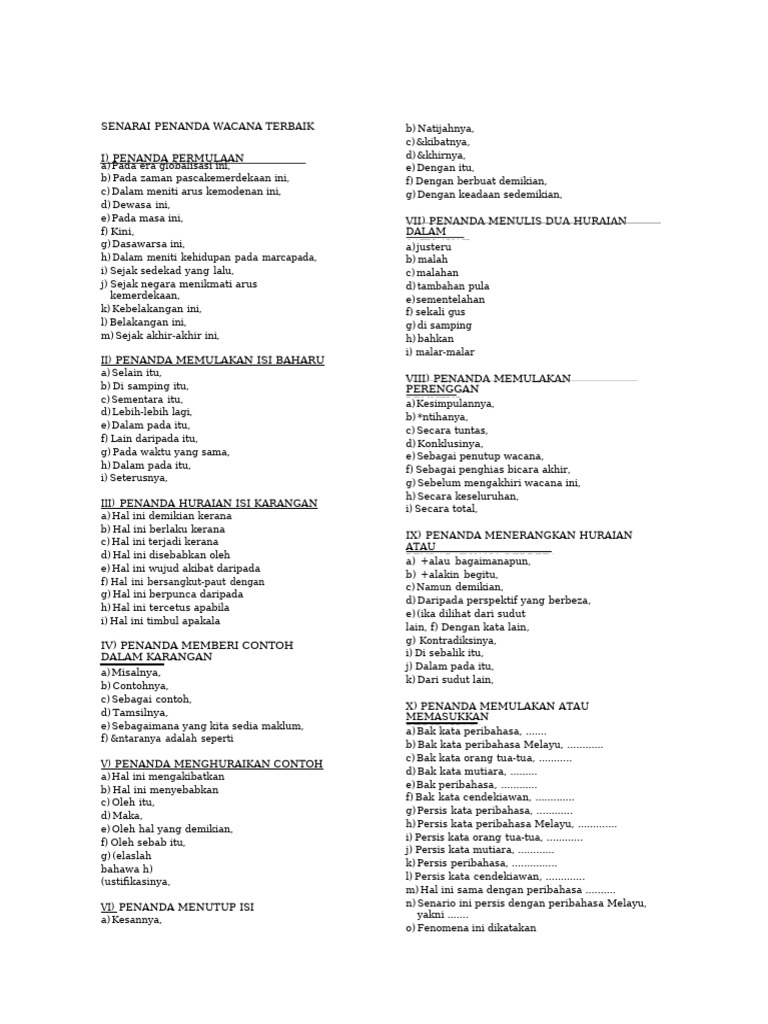 Senarai Penanda Wacana Terbaik | PDF