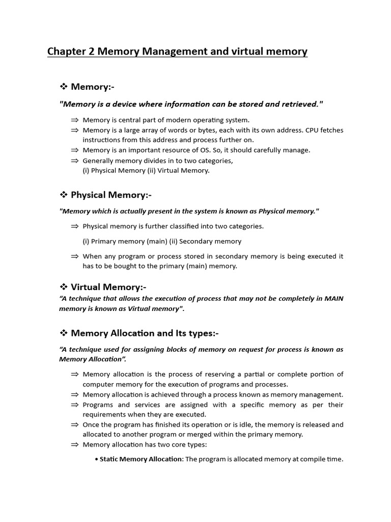 Chapter 2 Memory Management and Virtual Memory | PDF | Computer Data Storage | Process (Computing)