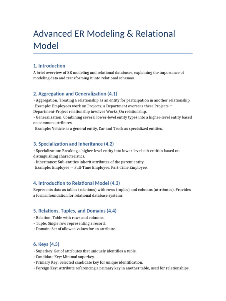 Advanced ER Modeling Relational Model | PDF
