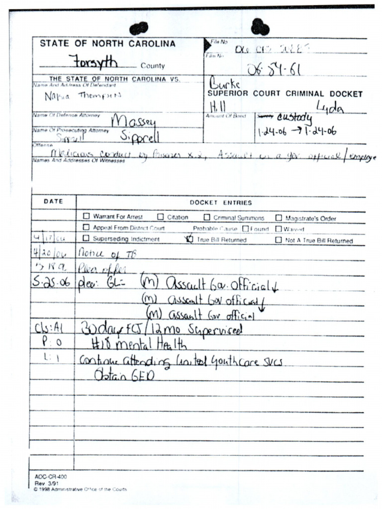 Nakia Thompson Records | PDF | Plea | Criminal Law