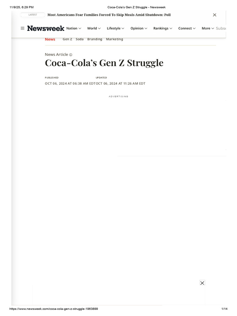 Coca-Cola's Challenge with Gen Z | PDF | Coca Cola | Brand