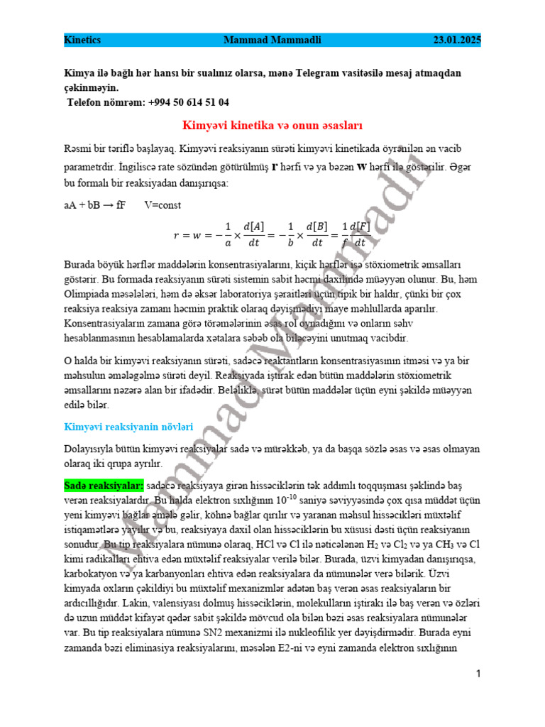 Kinetics Theory Pdf