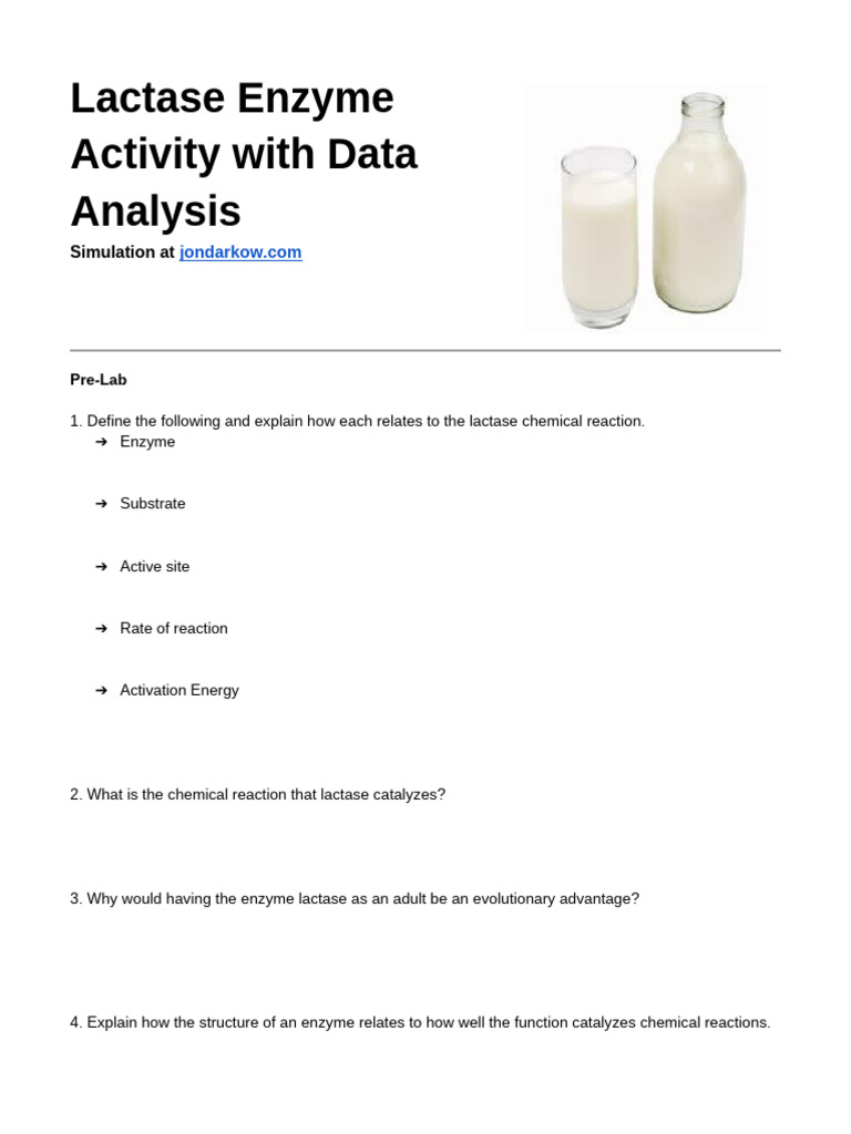 Lactase Enzyme Activity Analysis Guide | PDF | Enzyme | Standard Error