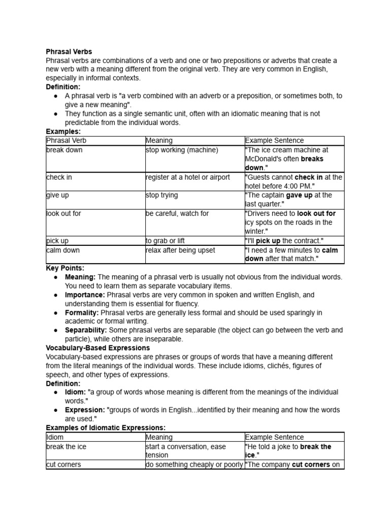 Phrasal Verb and What Based Expression Vocabulary | PDF | Idiom | Semantics