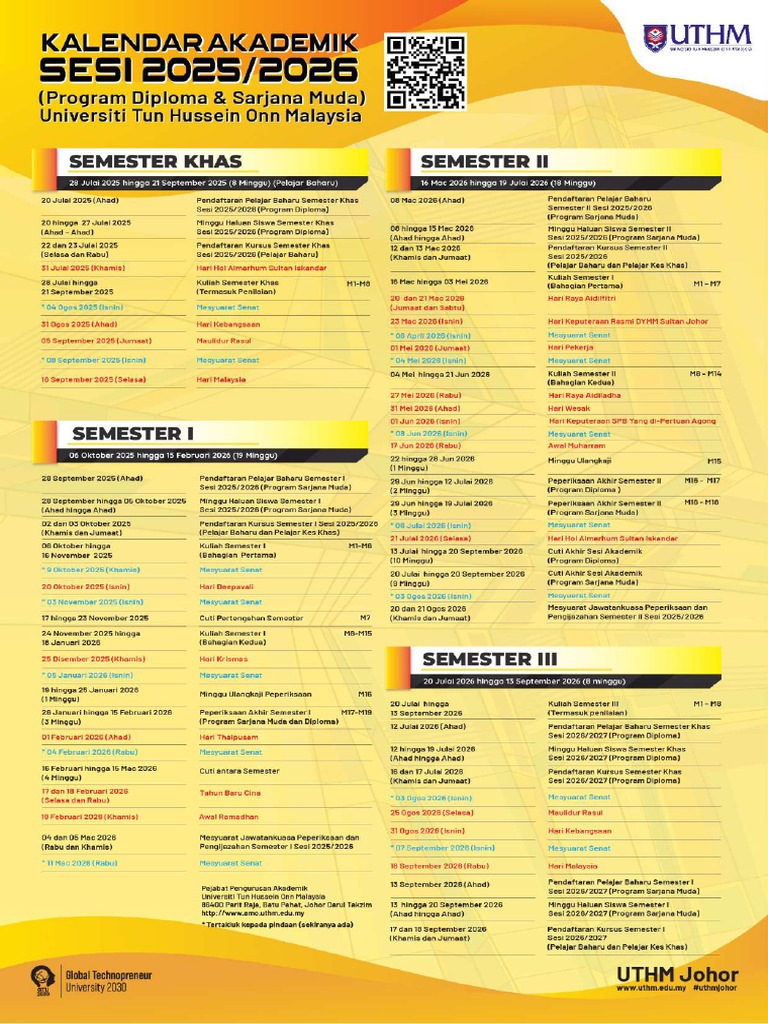 Kalendar Akademik BM-01 | PDF