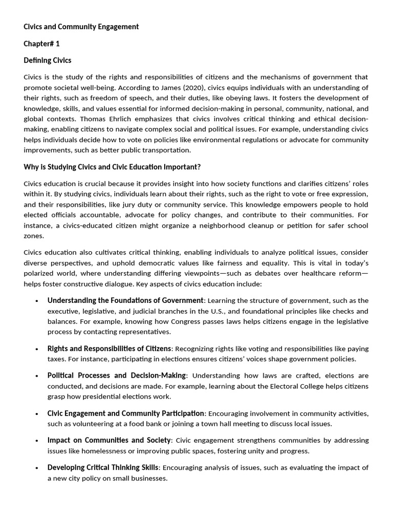 Understanding Civics and Civic Engagement | PDF | Civic Engagement ...
