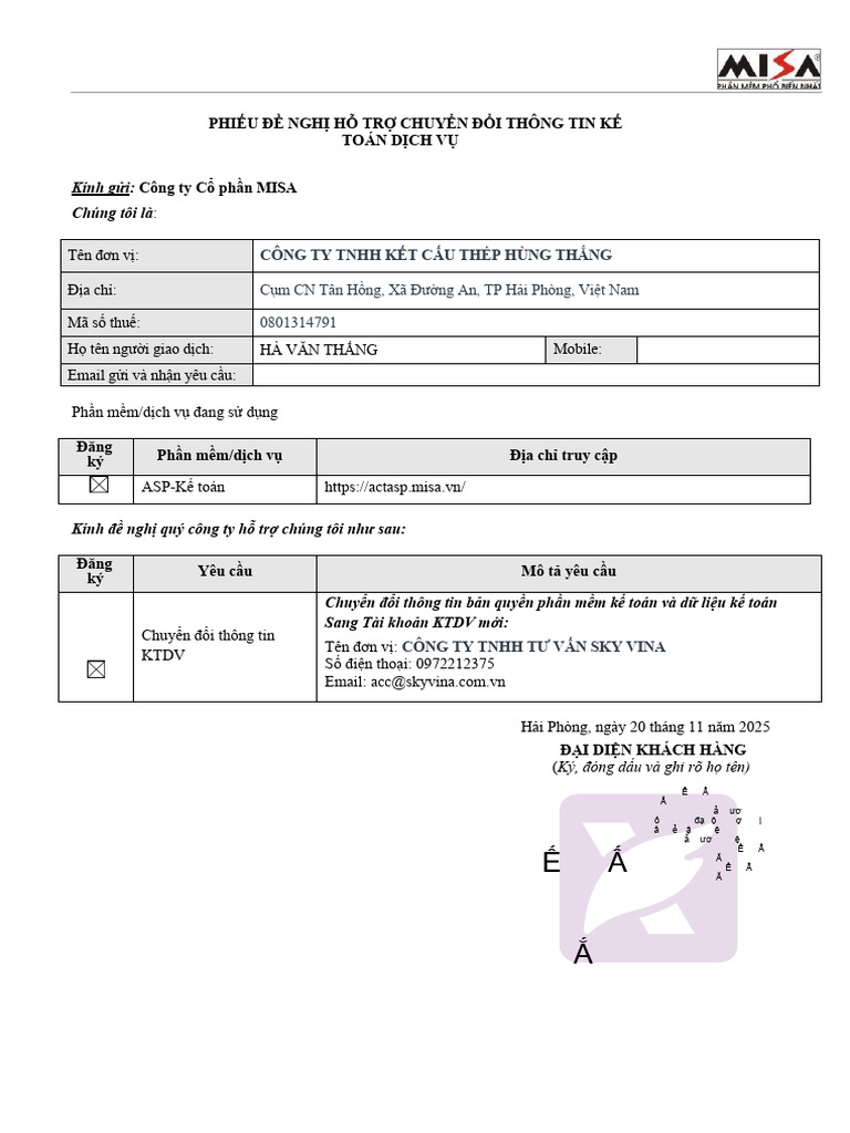 Phiếu Đề Nghị Hỗ Trợ Thay Đổi KTDV- Thép Hùng Thắng | PDF