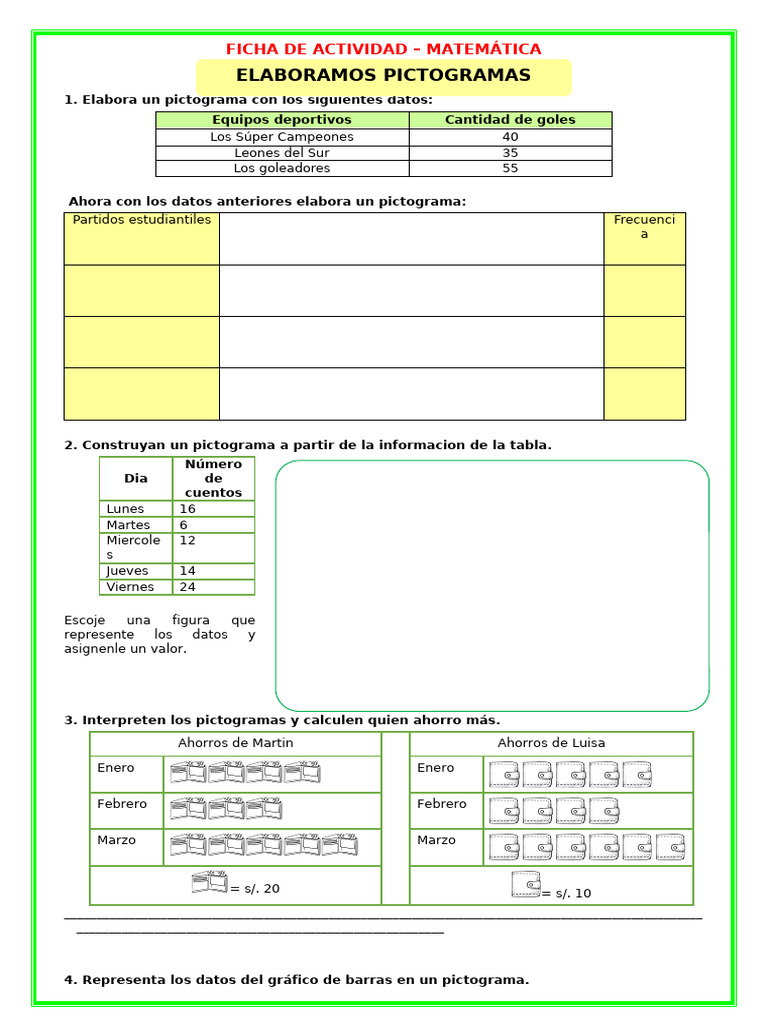 Pictogramas y Gráficos en Matemáticas | PDF
