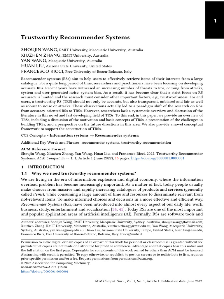 【2022 ArXiv】Trustworthy Recommender Systems | PDF | Evaluation ...