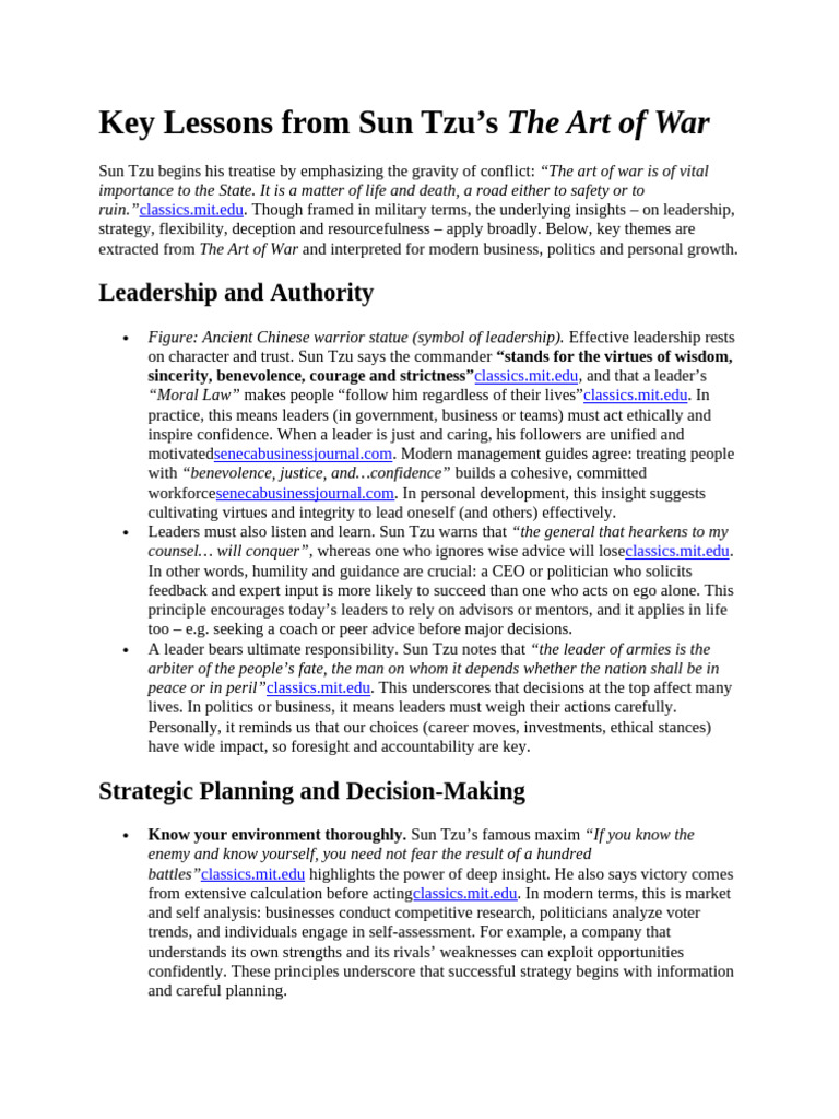 Sun Tzu's War Strategies for Modern Success | PDF | The Art Of War ...