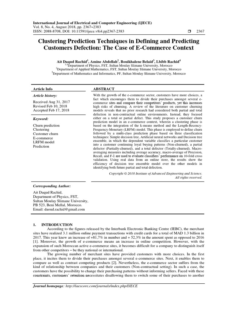 Clustering_Prediction_Techniques_in_Defi | PDF | Market Segmentation | E Commerce