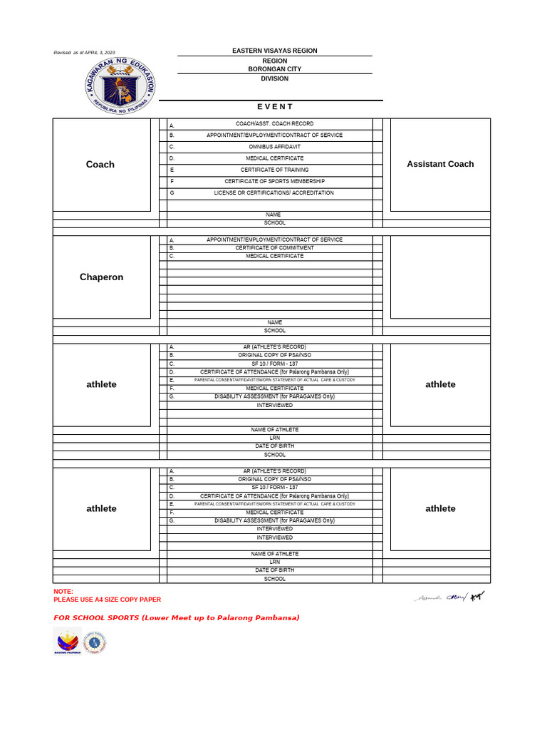 Eastern Visayas Sports Documentation Guide | PDF | Evidence