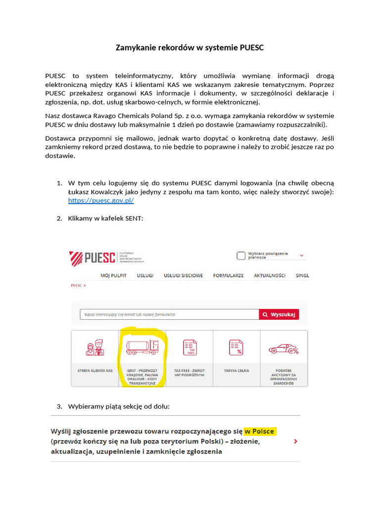 Zamykanie Rekordów w Systemie PUESC | PDF