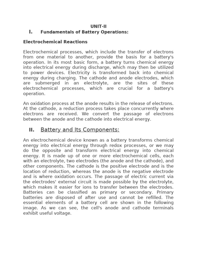 SET Unit-2 Battery Operation and Types of Batteries | PDF | Anode ...