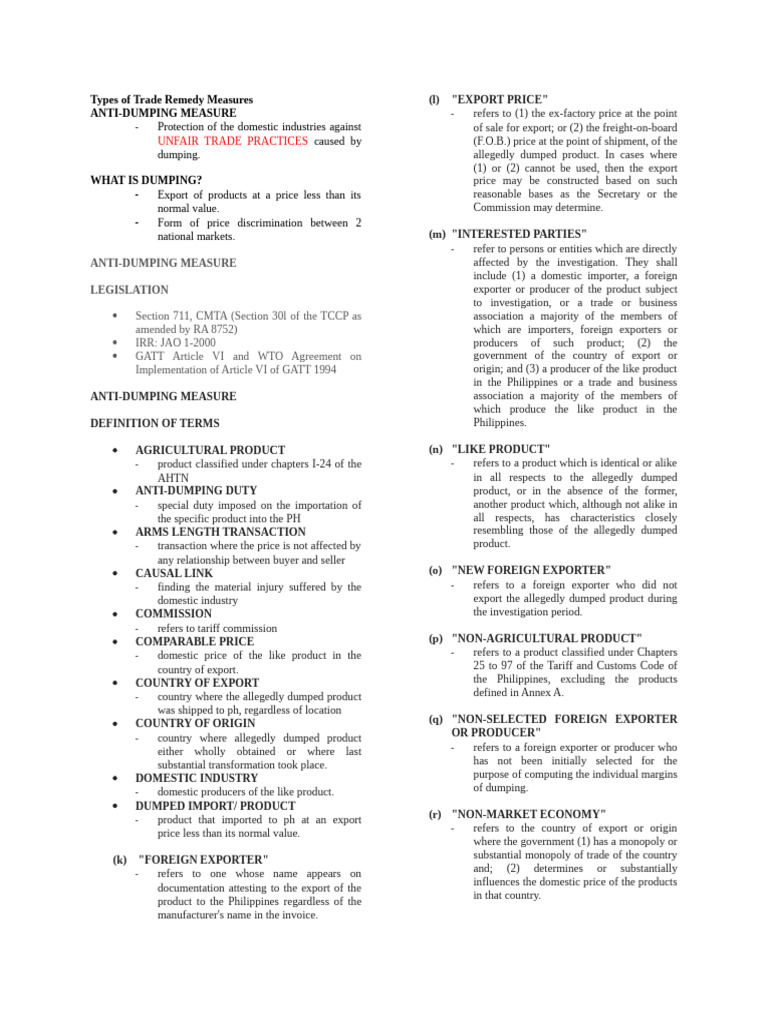 Understanding Anti-Dumping Measures | PDF | Dumping (Pricing Policy ...