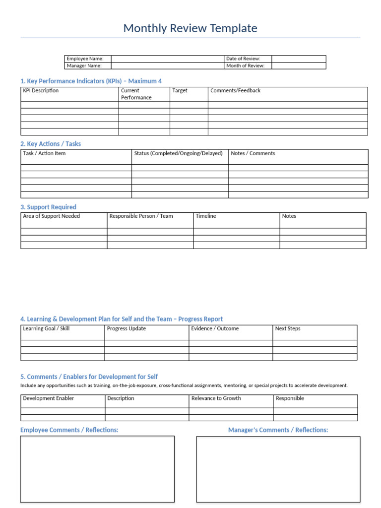 Monthly Performance Review Template | PDF