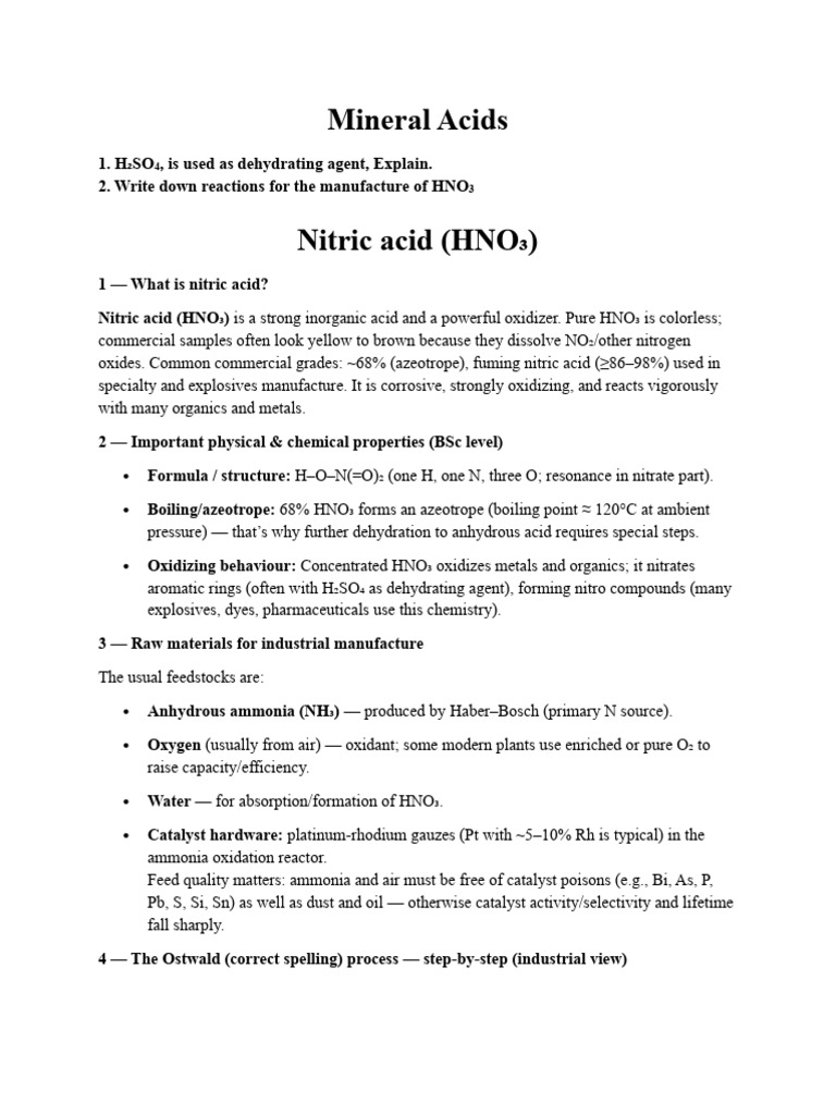 Mineral Acids 1 | PDF | Nitric Acid | Chemical Substances