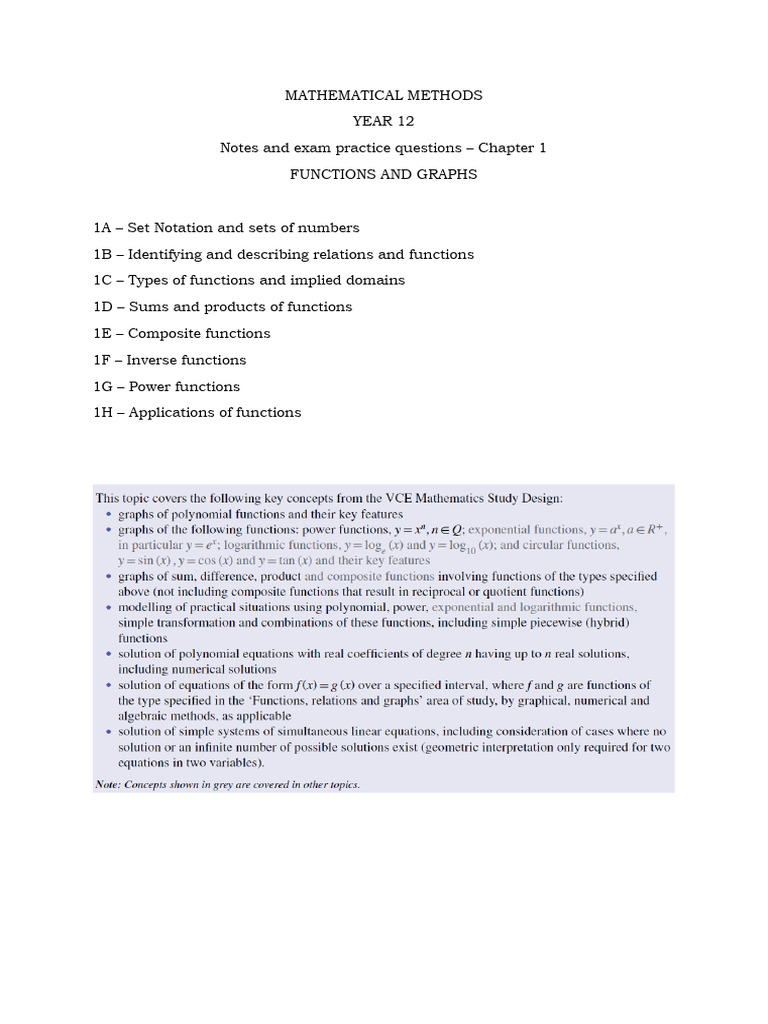 Chapter 1 Functions and Graphs | PDF | Function (Mathematics) | Analysis