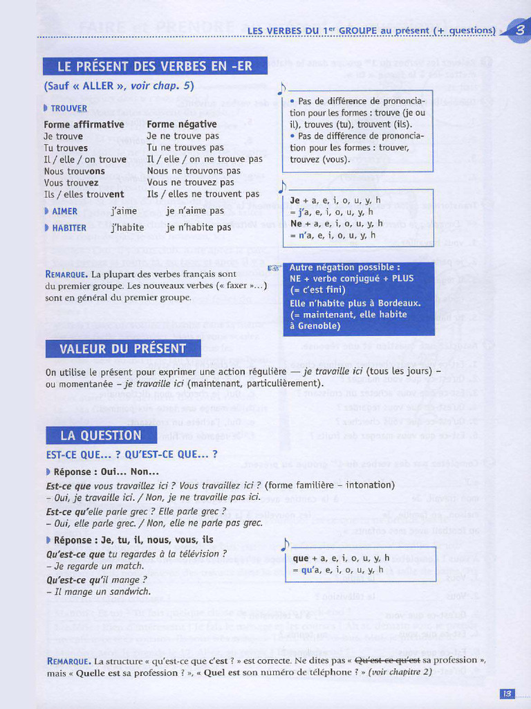 Les Verbes en ER - Présent | PDF
