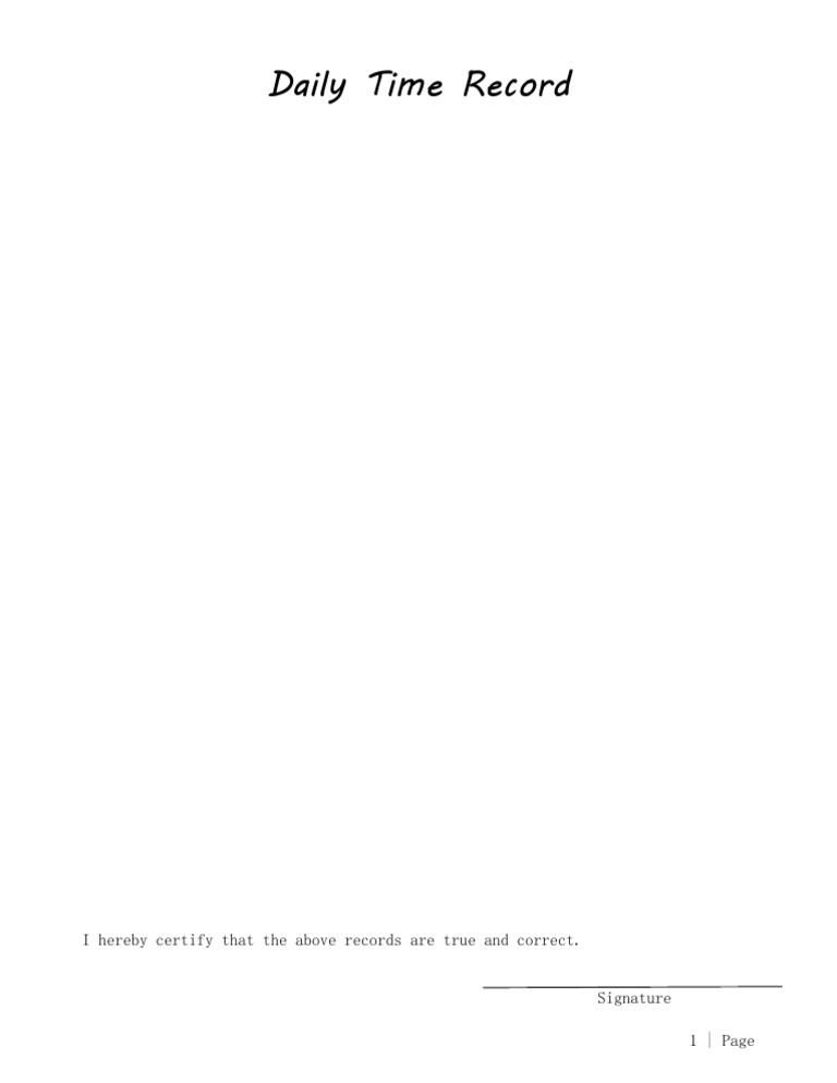 Daily Time Record Certification Form | PDF