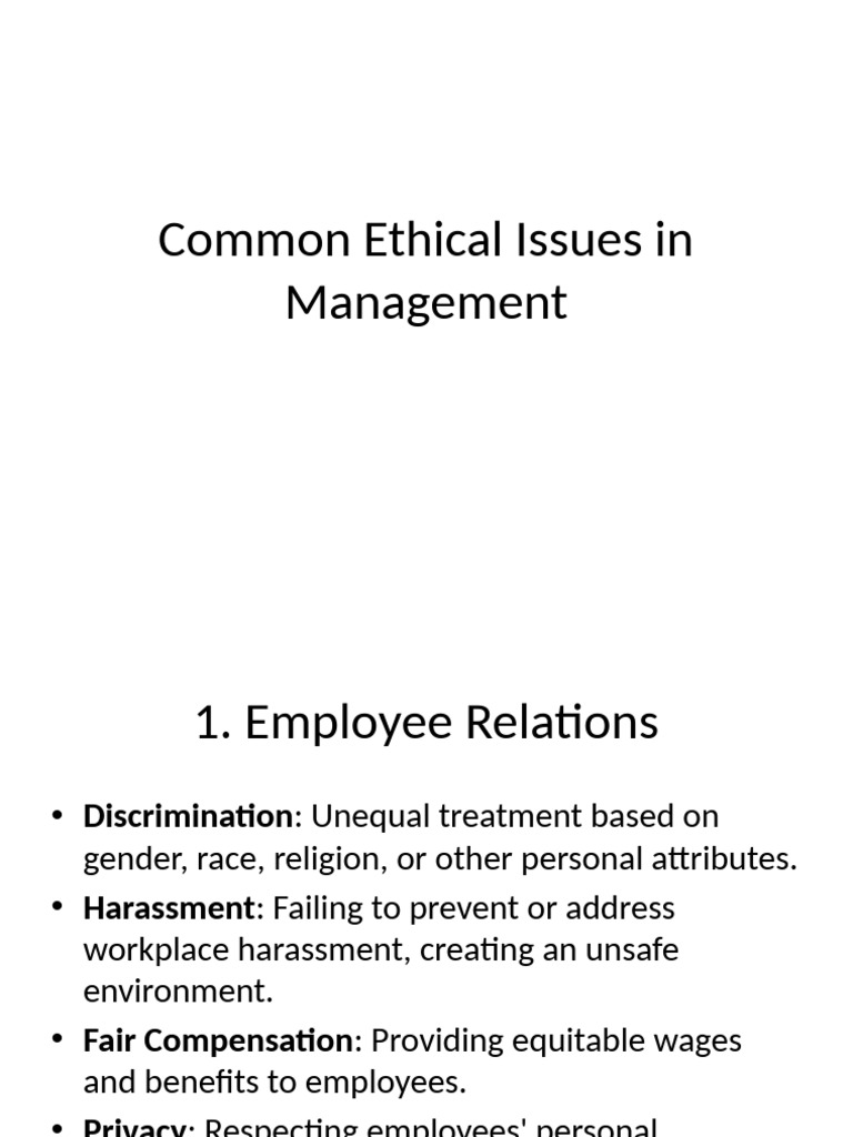 Ethical Issues in Management Explained | PDF | Occupational Safety And ...
