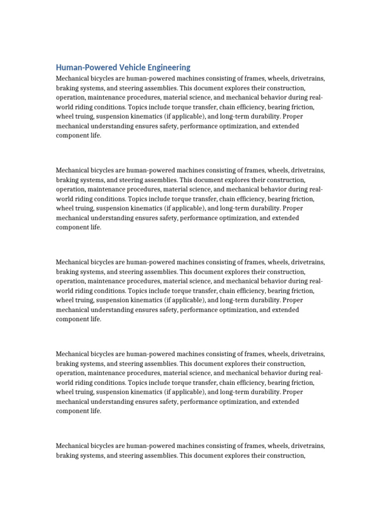 Human-Powered Vehicle Engineering | PDF | Machines | Wheel