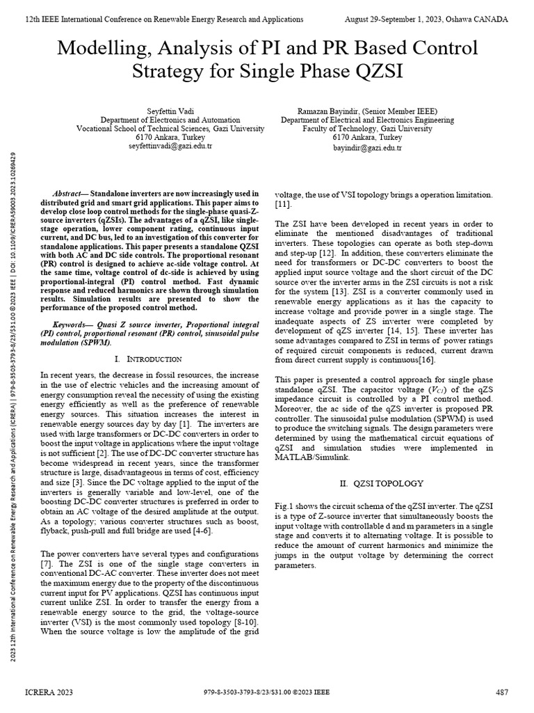 PI and PR Control for QZSI Inverters | PDF | Power Inverter ...