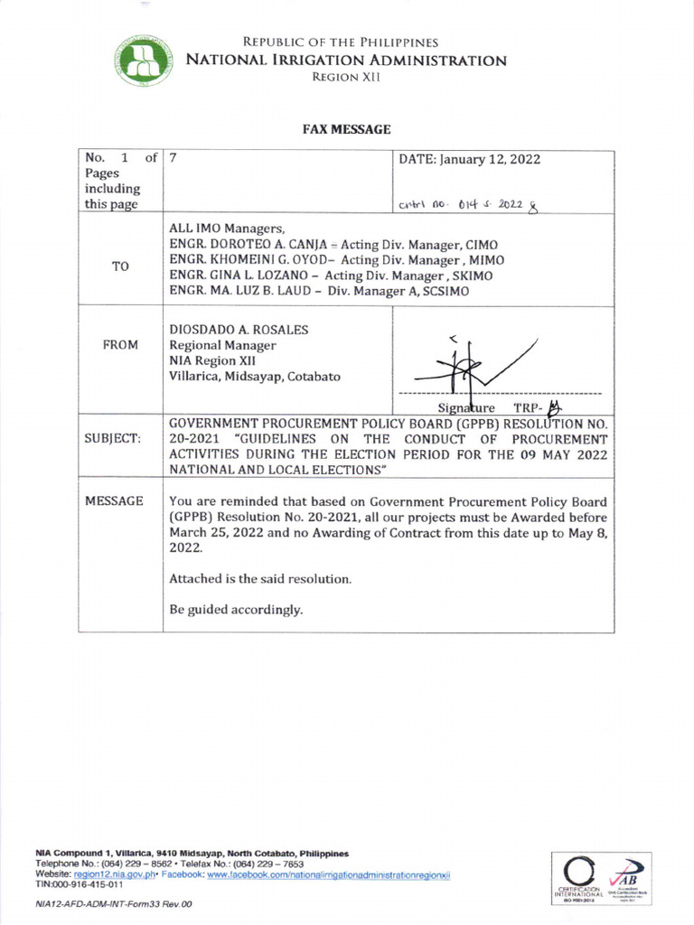 Government Procurement Policy Board Resolution No. 20-2021 Guidelines on the Conduct of ...