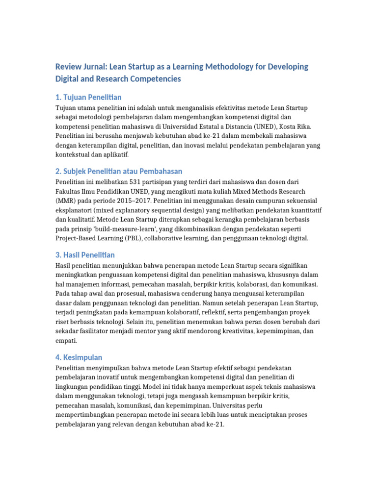 Review Jurnal Lean Startup Methodology | PDF