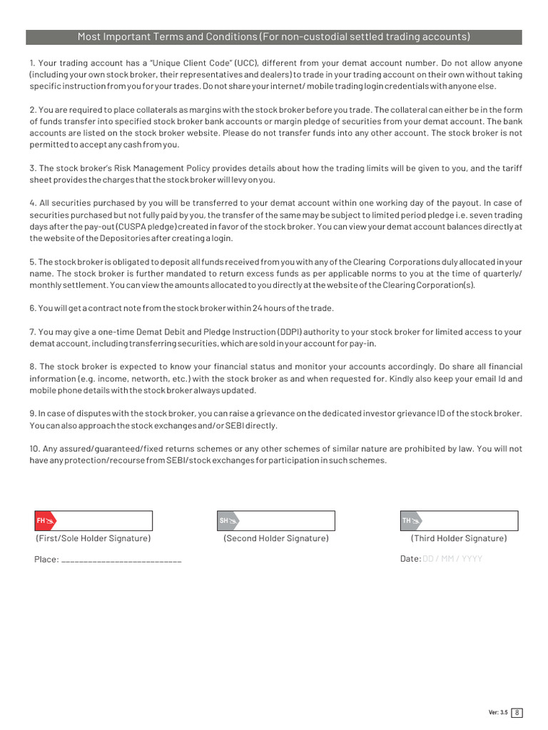 Most Important Terms and Conditions (1) (1) | PDF | Stocks | Securities ...