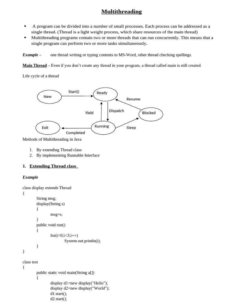 Multi Threading | PDF | Thread (Computing) | Concurrency (Computer Science)