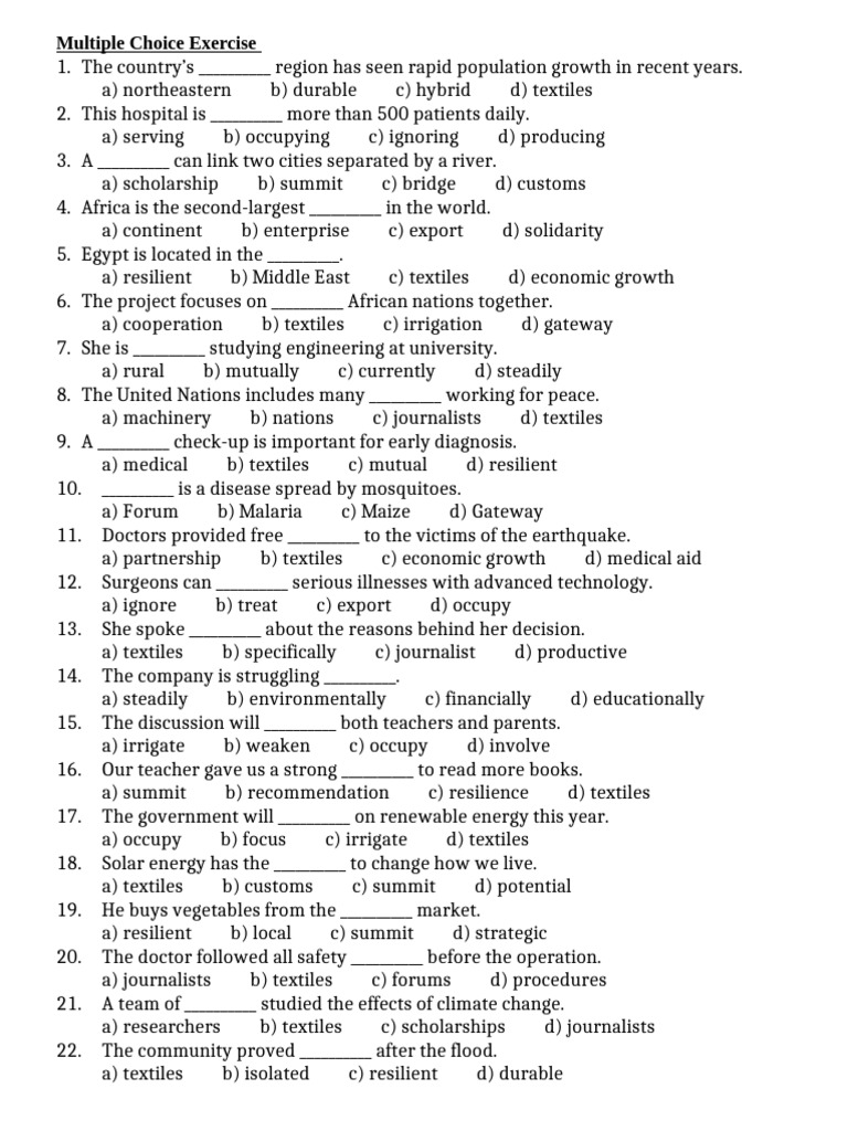 Multiple Choice Exercise Senior 2 | PDF | Accuracy And Precision | Truth