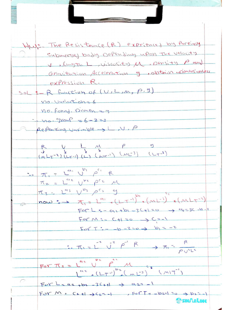 Dimensional ANALYSIS, problem and solves by _matrix | PDF