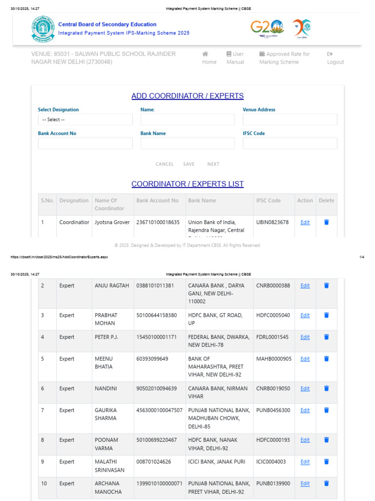 CBSE Marking Scheme Coordinator List | PDF | Banking | Banks