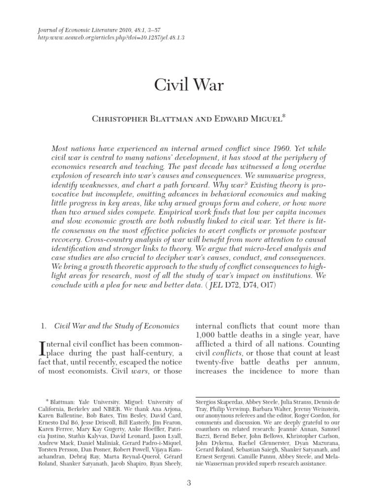 Economic Impacts of Civil War Analysis | PDF | Civil War | Economics