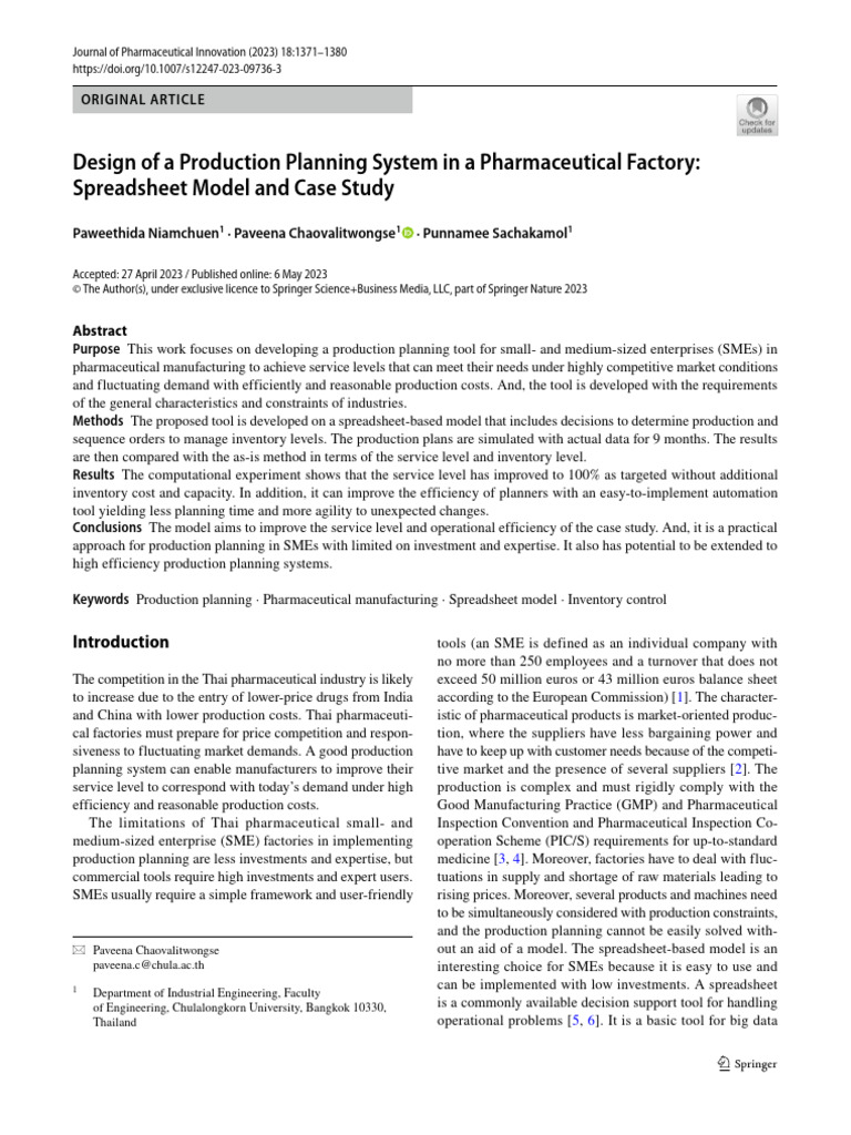 Design of A Production Planning System in A Pharmaceutical Factory ...