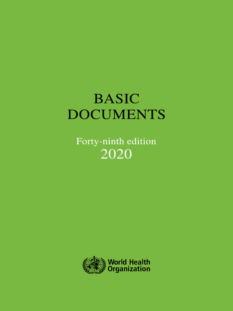 WHO Basic Documents 49th Edition | PDF | United Nations | International ...