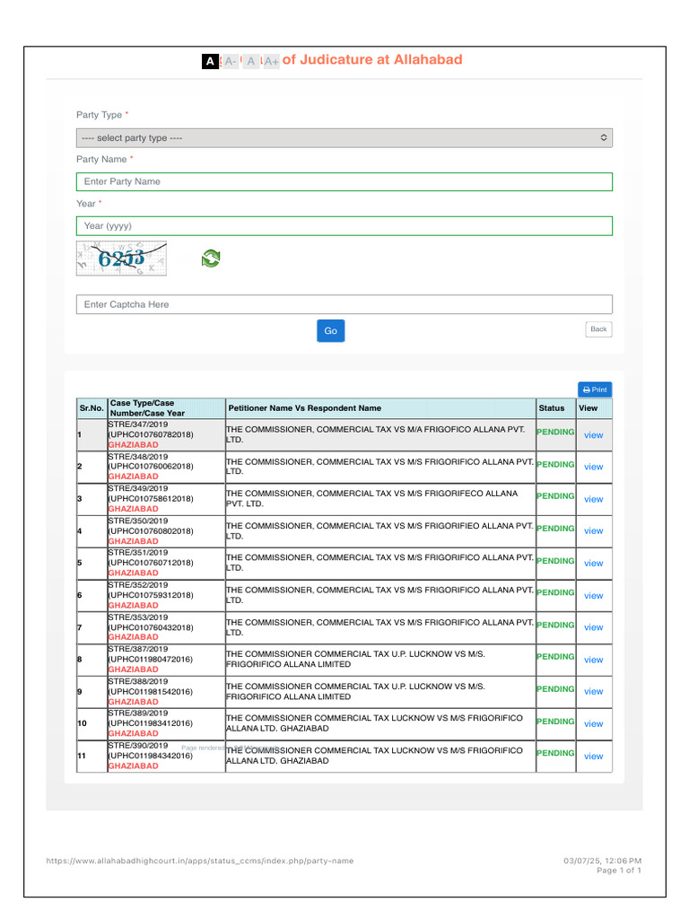 Case Status - Search by Party Name | PDF