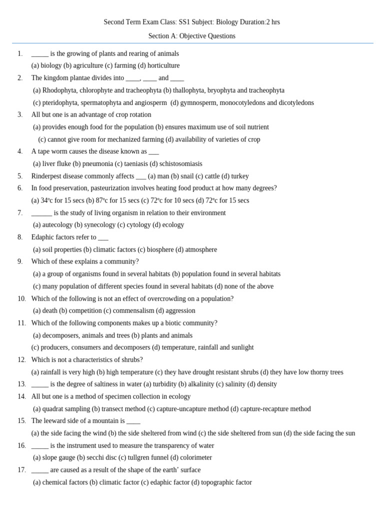 Biology 2ND Term 2025 | PDF | Respiratory System | Lung
