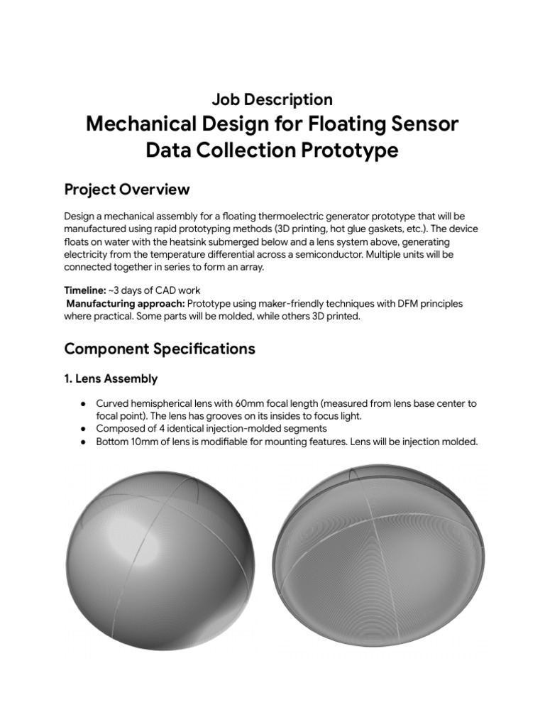 Thermal Floater Job Design Specs | PDF | 3 D Printing | Physical Sciences