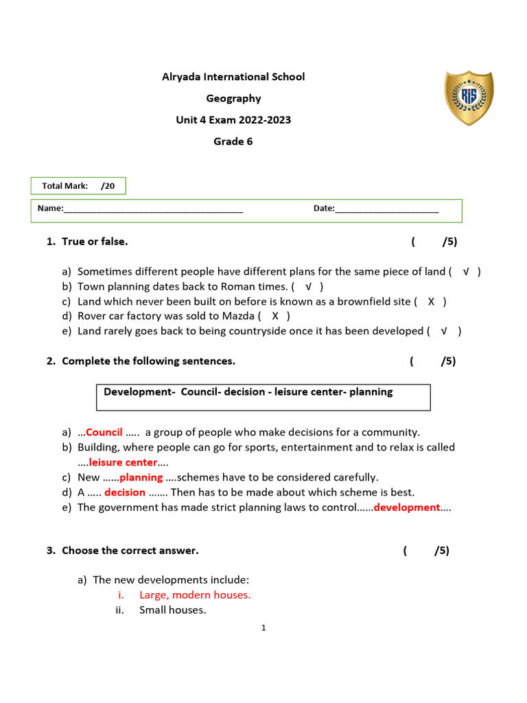 y6 Model Answer | PDF