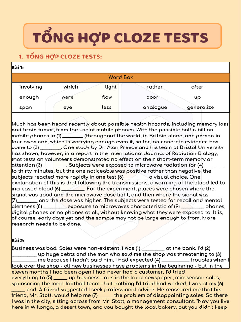 (2SG GEN 4) T NG H P Cloze Tests | PDF | Prime Number | Numbers