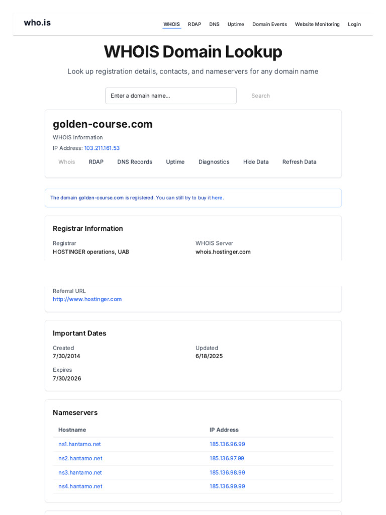 WHOIS Domain Name Lookup - Who - Is | PDF | Domain Name | Domain Name ...